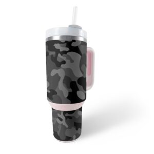 mightyskins skin compatible with stanley the quencher h2.0 flowstate 40 oz tumbler - black camo | protective, durable, and unique vinyl decal wrap cover | easy to apply, remove, and change styles