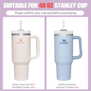 PAuji Silicone Boot and Straw Cover for Stanley Cup 40oz Accessories, Rose Quartz Boot Sleeve Fit with Stanley Cup H2.0 and Quencher Adventure Tumbler 40oz, Anti Dent Bottle Bottom Protector