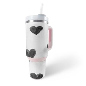 mightyskins skin compatible with stanley the quencher h2.0 flowstate 40 oz tumbler - ink hearts | protective, durable, and unique vinyl decal wrap cover | easy to apply, remove, and change styles