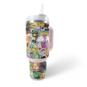 mightyskins skin compatible with stanley the quencher h2.0 flowstate 40 oz tumbler - puppy fall | protective, durable, and unique vinyl decal wrap cover | easy to apply, remove, and change styles