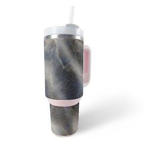 mightyskins glossy glitter skin compatible with stanley the quencher h2.0 flowstate 40 oz tumbler - stormy marble | protective, durable high-gloss glitter finish | easy to apply