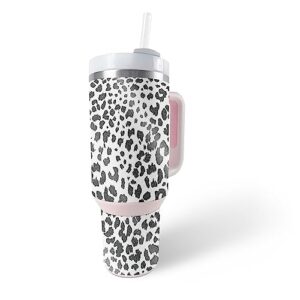 mightyskins glossy glitter skin compatible with stanley the quencher h2.0 flowstate 40 oz tumbler - snow leopard print | protective, durable high-gloss glitter finish | easy to apply