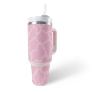 mightyskins skin compatible with stanley the quencher h2.0 flowstate 40 oz tumbler - pink giraffe | protective, durable, and unique vinyl decal wrap cover | easy to apply, remove, and change styles