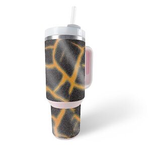 mightyskins glossy glitter skin compatible with stanley the quencher h2.0 flowstate 40 oz tumbler - lava rock | protective, durable high-gloss glitter finish | easy to apply, remove, and change styles