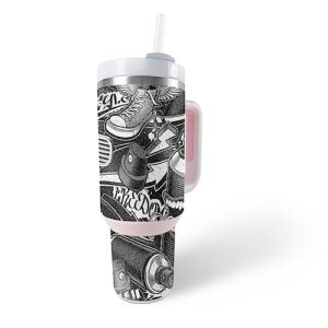 mightyskins skin compatible with stanley the quencher h2.0 flowstate 40 oz tumbler - puppy fall | protective, durable, and unique vinyl decal wrap cover | easy to apply, remove, and change styles