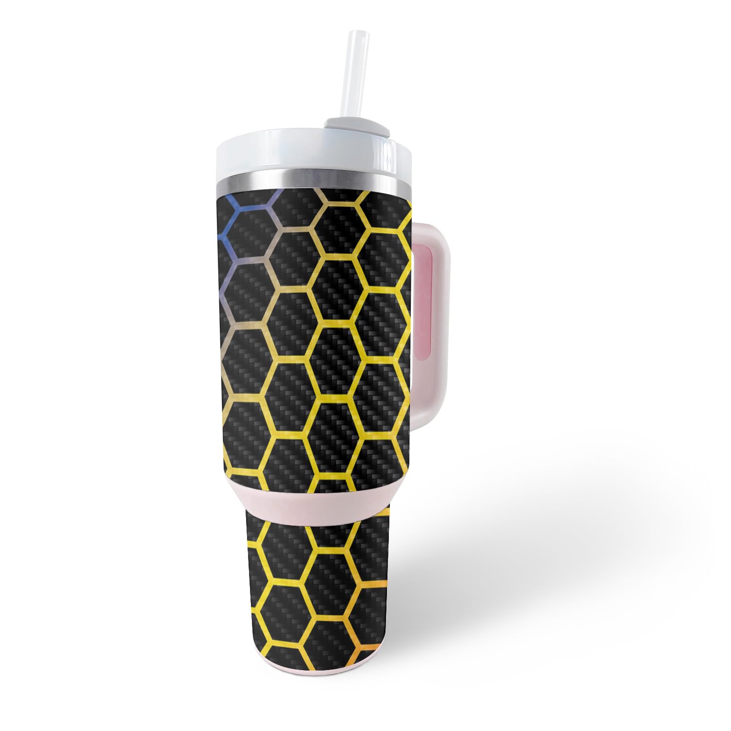 MightySkins Carbon Fiber Skin Compatible with Stanley The Quencher H2.0 FlowState 40 Oz Tumbler - Primary Honeycomb | Protective, Durable Textured Carbon Fiber Finish | Easy to Apply