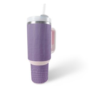 mightyskins skin compatible with stanley the quencher h2.0 flowstate 40 oz tumbler - purple gator skin | protective, durable, and unique vinyl decal wrap cover | easy to apply