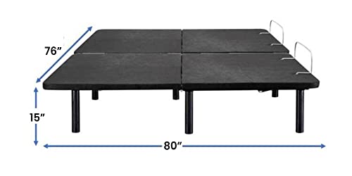 Split King Adjustable Base King Size 15" Split King Adjustable Bed Frame with Remote Base de Cama King Size Adjustable Bed Frame Black King Size Bed with 7 Positions Foldable Electric Adjustable Beds