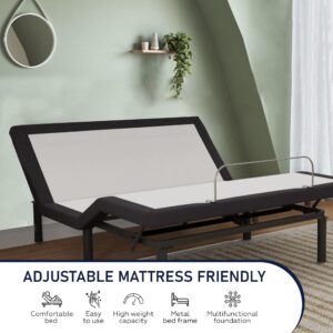 Nutan, 15" Split Adjustable Bed Frame Base with Mattress 3 Programmable Positions, Head and Foot Incline, Massage System, and LED Ambient Lighting, Made for All Types of Mattresses