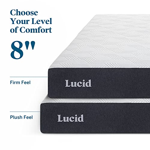 Lucid 8 Inch Queen Mattress - Plush Gel Memory Foam Mattress – Bamboo Charcoal Foam –Gel Infused- Hypoallergenic Foam Mattress