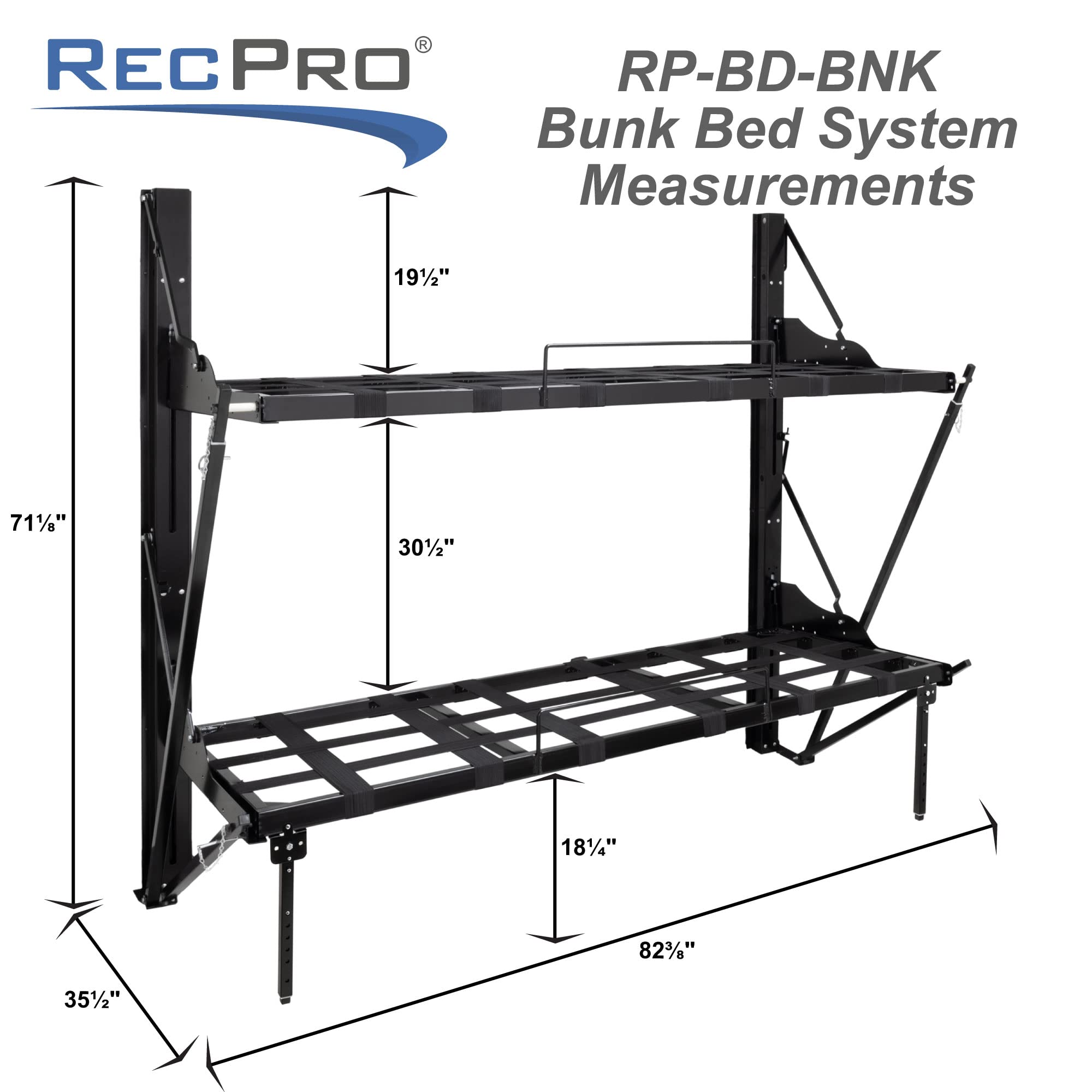 RecPro Double Folding RV Bunk Bed with Safety Rail (Without Mattress)