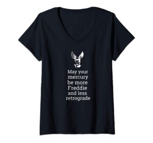 womens may your mercury be more freddie and less retrograde wings v-neck t-shirt