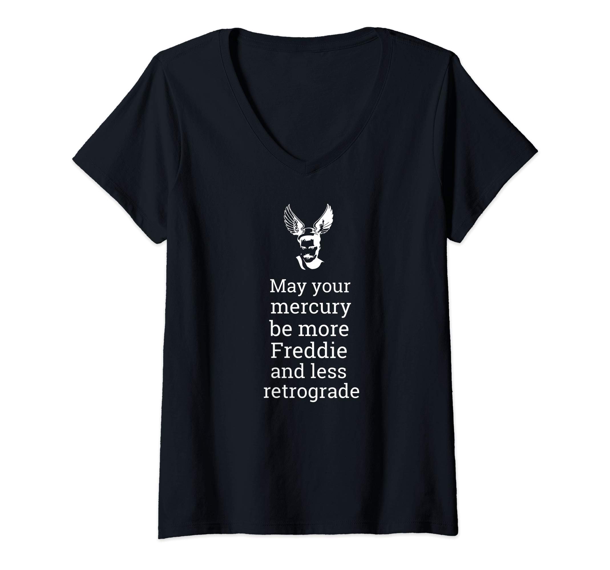 Womens May your Mercury be more Freddie and less Retrograde Wings V-Neck T-Shirt