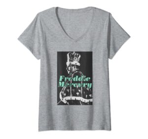 womens freddie mercury official king crown v-neck t-shirt