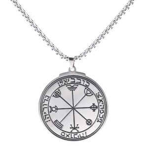 VASSAGO Third Pentacle of Mercury Key of Solomon Seal Pendant Necklace Stainless Steel Kabbalah Pagan Wiccan Amulet Jewelry for Men and Women