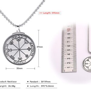 VASSAGO Third Pentacle of Mercury Key of Solomon Seal Pendant Necklace Stainless Steel Kabbalah Pagan Wiccan Amulet Jewelry for Men and Women