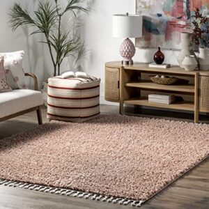 nuloom neva modern tasseled shag area rug, 8x11, pink