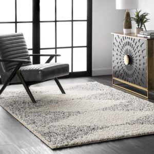 nuloom scarlette abstract diamond shag area rug, 5x8, off-white