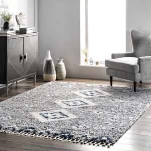 nuloom transitional regina shag area rug, 8x11, grey