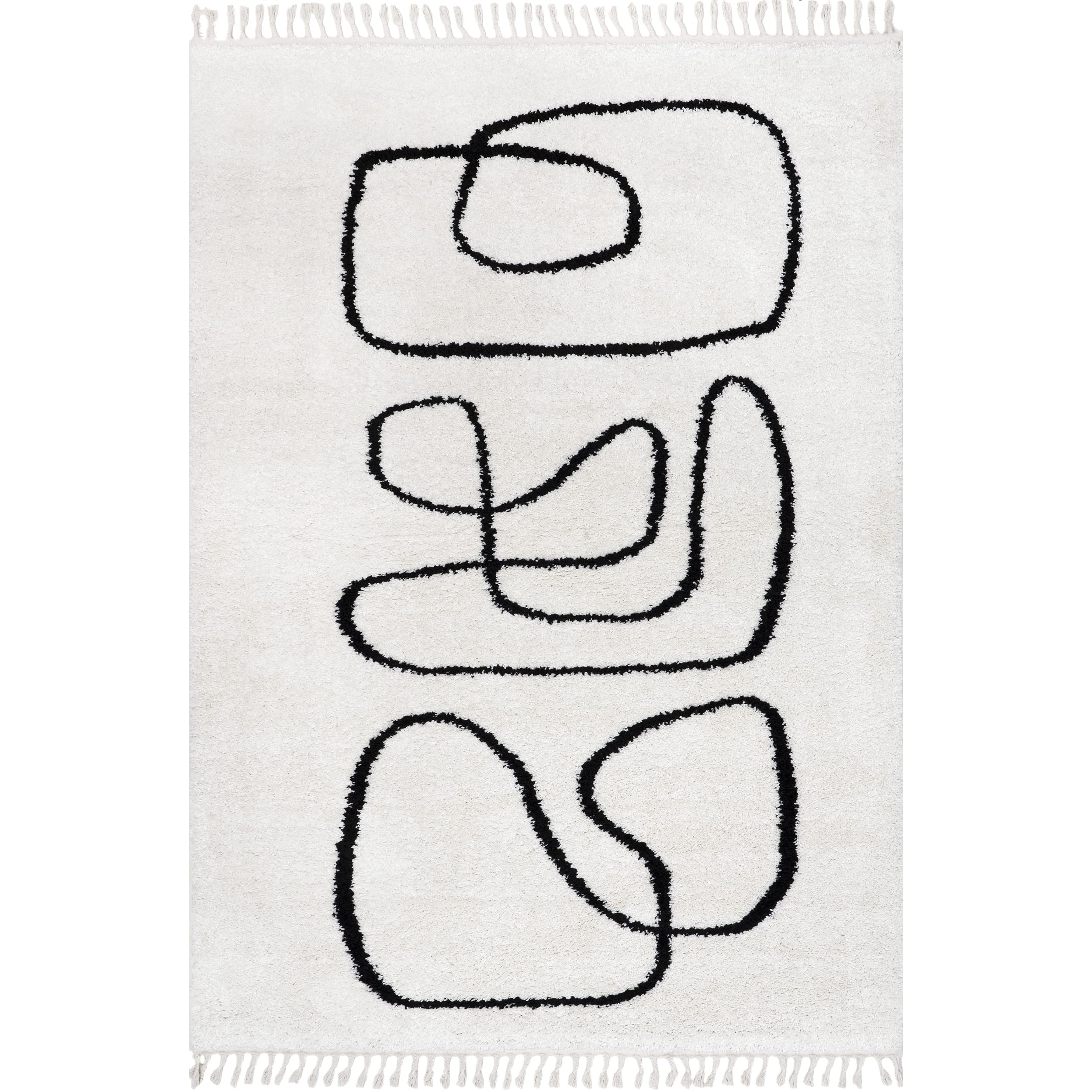 nuLOOM Aurelie Abstract Shag Tassel Area Rug, 8x10, White