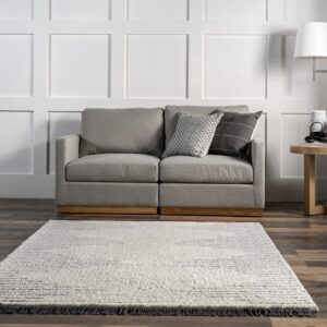 nuLOOM Morgan Contemporary Shag Fringe Area Rug, 5x8, Light Grey