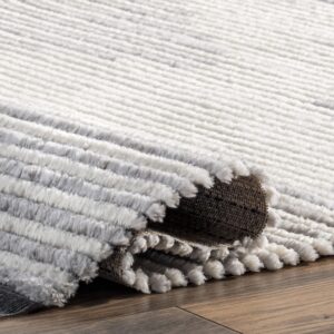 nuLOOM Morgan Contemporary Shag Fringe Area Rug, 5x8, Light Grey