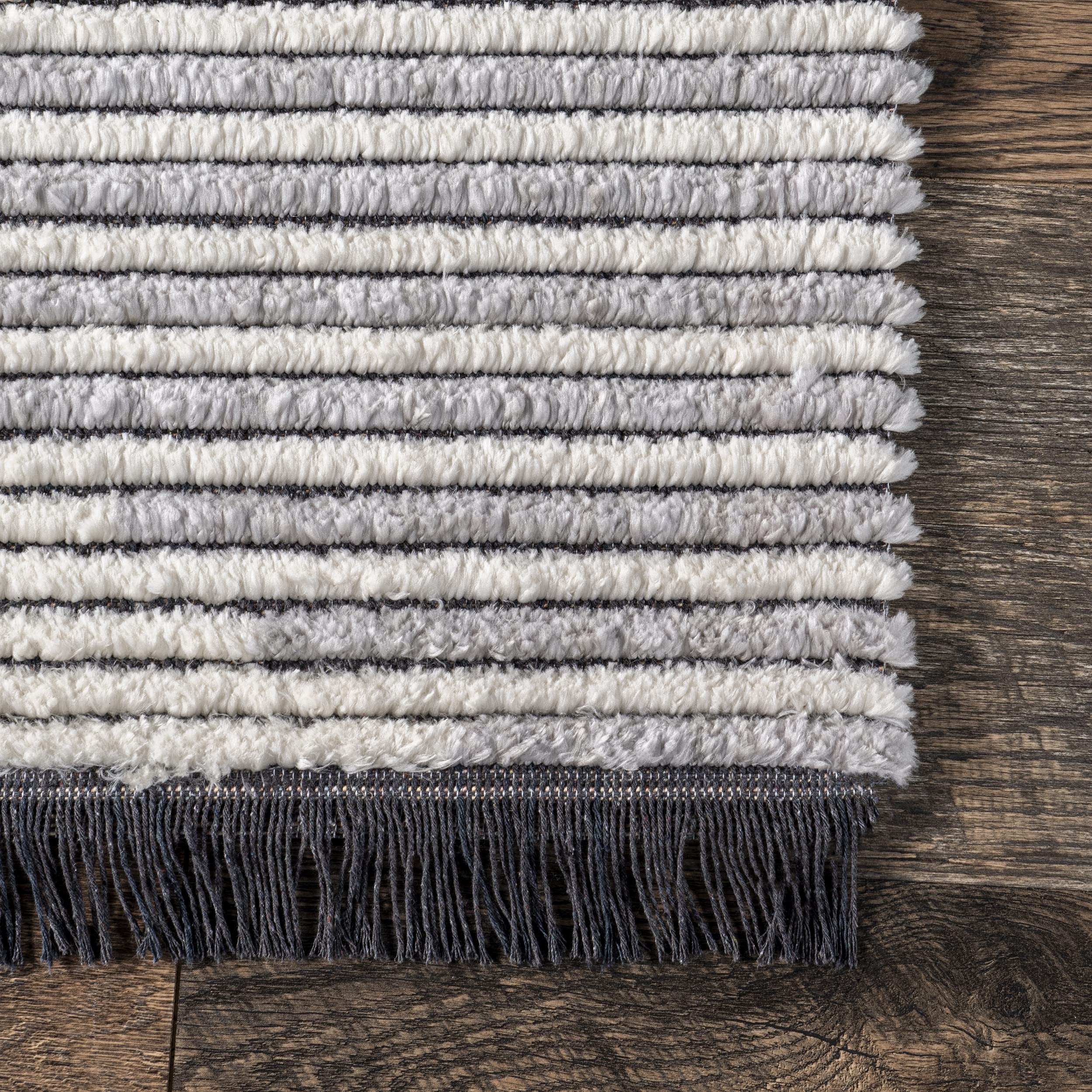 nuLOOM Morgan Contemporary Shag Fringe Area Rug, 5x8, Light Grey