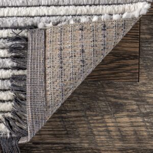 nuLOOM Morgan Contemporary Shag Fringe Area Rug, 5x8, Light Grey