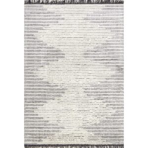 nuLOOM Morgan Contemporary Shag Fringe Area Rug, 5x8, Light Grey