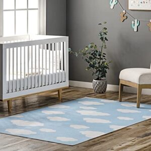 nuloom lilia machine washable kids cloud ultra thin area rug, 5' x 8', light blue