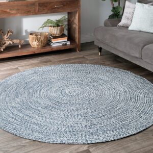 nuloom wynn braided indoor/outdoor area rug, 8' round, light blue