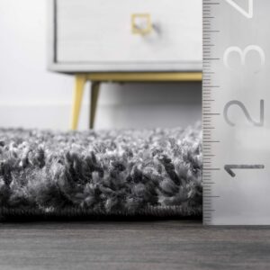 nuLOOM Gelina Soft Shaggy Tassel Plush Area Rug, 8x11, Dark Grey