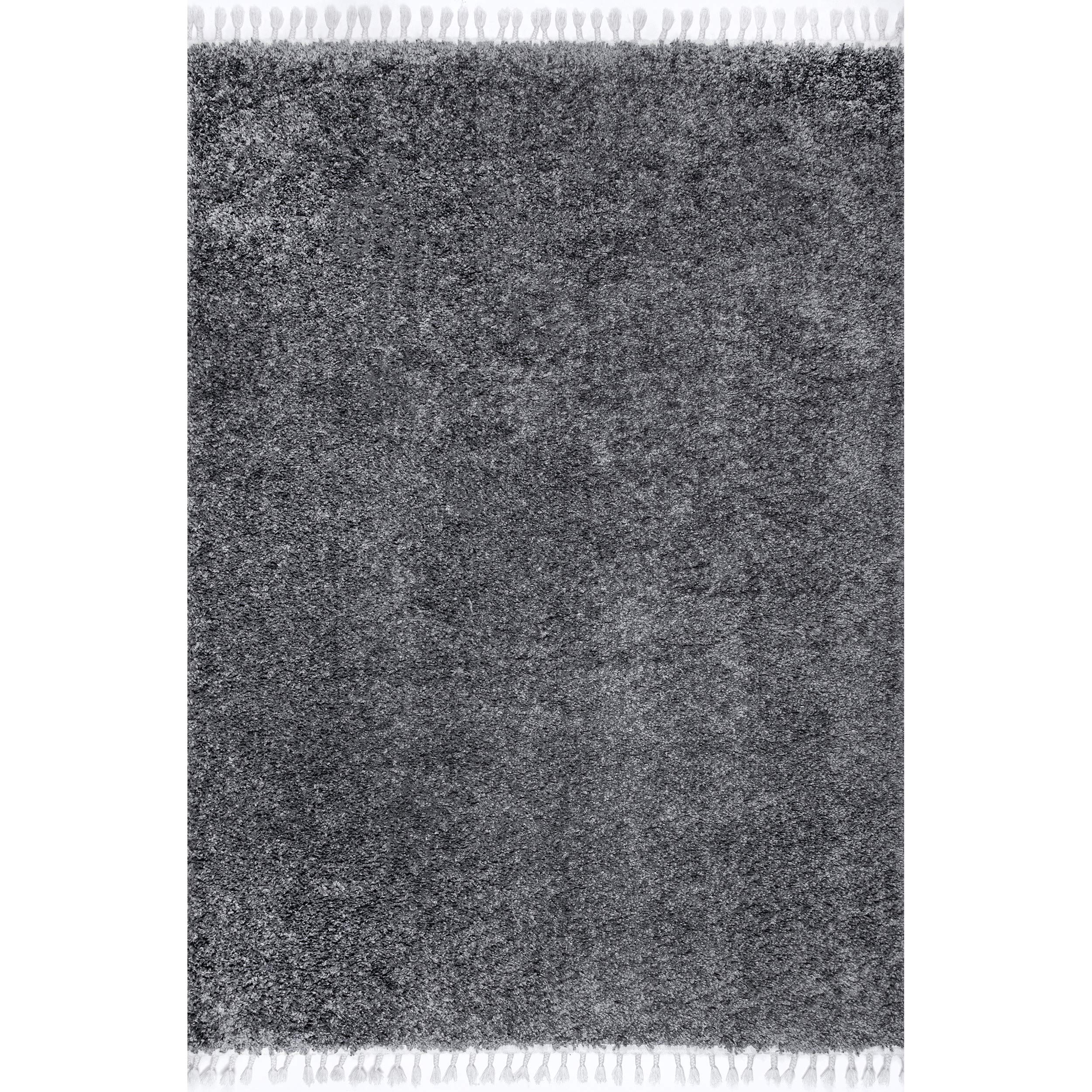 nuLOOM Gelina Soft Shaggy Tassel Plush Area Rug, 8x11, Dark Grey