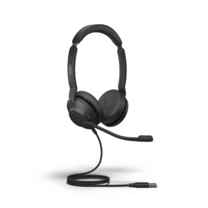 jabra evolve2 30 ms wired headset, usb-a, stereo, black – lightweight, portable telephone headset with 2 built-in microphones – work headset with superior audio and reliable comfort