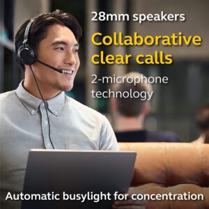 Jabra Evolve2 30 MS Wired Headset, USB-A, Stereo, Black – Lightweight, Portable Telephone Headset with 2 Built-in Microphones – Work Headset with Superior Audio and Reliable Comfort