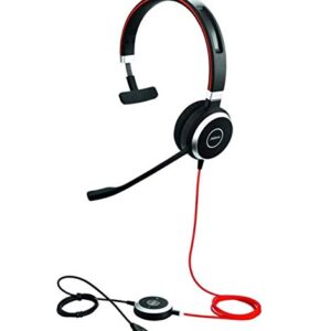 Jabra Evolve 40 UC Mono Headset – Unified Communications Headphones for VoIP Softphone with Passive Noise Cancellation – USB-Cable with Controller – Black