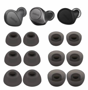 6 pairs elite 75t / elite 7 pro/elite 3 ear tips buds gel, replacement soft rubber silicone eargel cover accessories compatible with jabra elite 65t / elite 7 active/elite 4 active - s/m/l gray