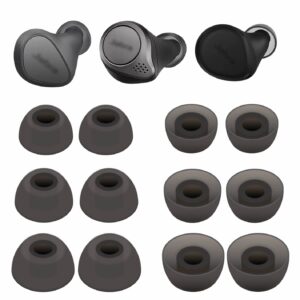 6 Pairs Elite 75T / Elite 7 Pro/Elite 3 Ear Tips Buds Gel, Replacement Soft Rubber Silicone Eargel Cover Accessories Compatible with Jabra Elite 65T / Elite 7 Active/Elite 4 Active - S/M/L Gray