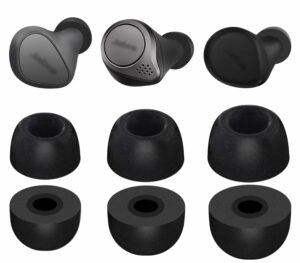 3 pairs memory foam elite 75t / elite 3 / elite 7 pro ear tips buds, replacement reduce noise comfortable eartips compatible with jabra elite 65t / elite 7 active/elite 4 active - s/m/l black