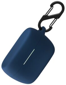 geiomoo silicone carrying case compatible with jabra elite 4 active, portable scratch shock resistant cover with carabiner (navy blue)