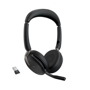 jabra evolve2 65 flex wireless stereo headset - bluetooth, noise-cancelling clearvoice technology & hybrid anc - certified for microsoft teams - black