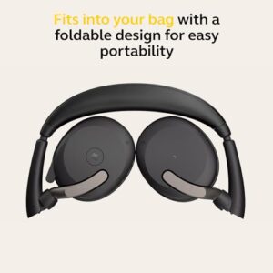 Jabra Evolve2 65 Flex Wireless Stereo Headset - Bluetooth, Noise-Cancelling ClearVoice Technology & Hybrid ANC - Certified for Microsoft Teams - Black