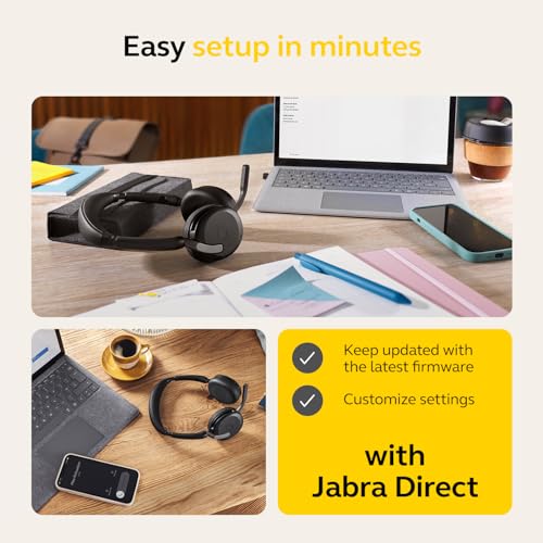 Jabra Evolve2 65 Flex Wireless Stereo Headset - Bluetooth, Noise-Cancelling ClearVoice Technology & Hybrid ANC - Certified for Microsoft Teams - Black