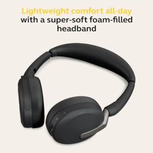 Jabra Evolve2 65 Flex Wireless Stereo Headset - Bluetooth, Noise-Cancelling ClearVoice Technology & Hybrid ANC - Certified for Microsoft Teams - Black