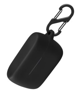 geiomoo silicone carrying case compatible with jabra elite 3, portable scratch shock resistant cover with carabiner (black)