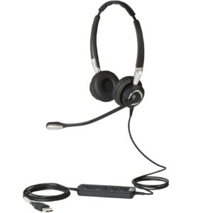 jabra 2400 ii usb duo cc wired call center headset for softphone with noise cancelling microphone, optimized for unified communication