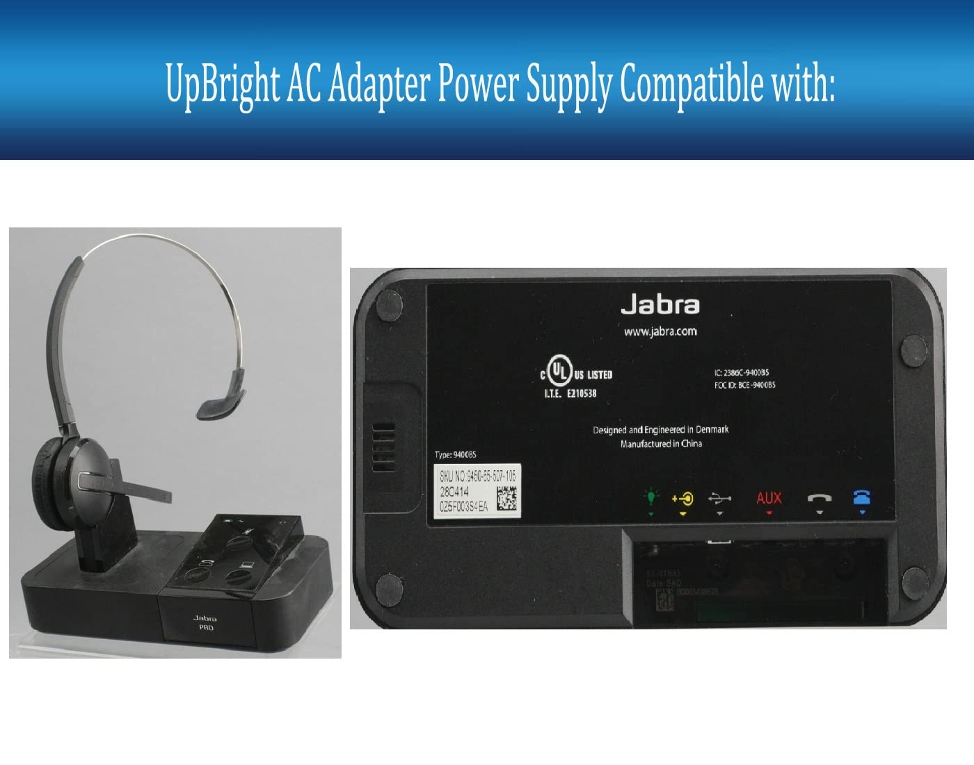 UpBright 7.5V AC/DC Adapter Compatible with Jabra 14183-00 1602-069 26-00391 GN Netcom 9120 9330e 9350e 6210 Pro 9400BS 920 925 930 935 9450 9460 Headset GO 6470 TEAD-41-070700U 26-00347 Power Charger