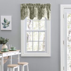 ellis curtain lexington leaf scallop valance, sage