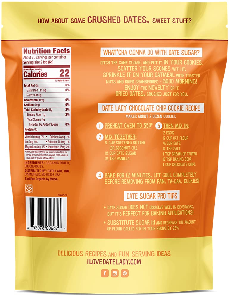 Date Sugar 1 Bag (16 Ounce) 16 Ounces