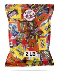 golax assorted bulk candy mix -skittles, air heads, swedish fish, sour patch kids, haribo, starburst, jolly rancher - individually wrapped candy - by candy market (2 lb)